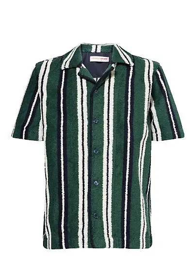 Orlebar Brown Griffith Striped Cotton-towelling Shirt - Tarragon Stripe