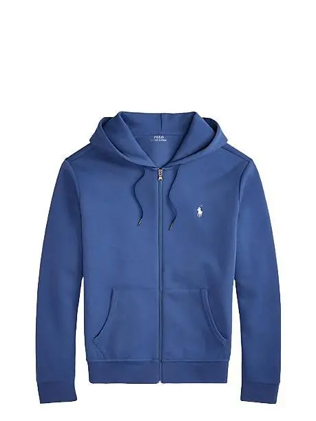Ralph Lauren Logo-embroidered Zipped Cotton-blend Hoodie - Blue