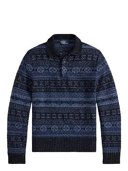 Ralph Lauren Fair Isle Wool And Linen-blend Jumper - Navy Mu