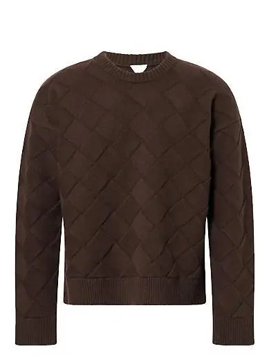 Bottega Veneta Woven-pattern Wool Blend Jumper - Double Espresso