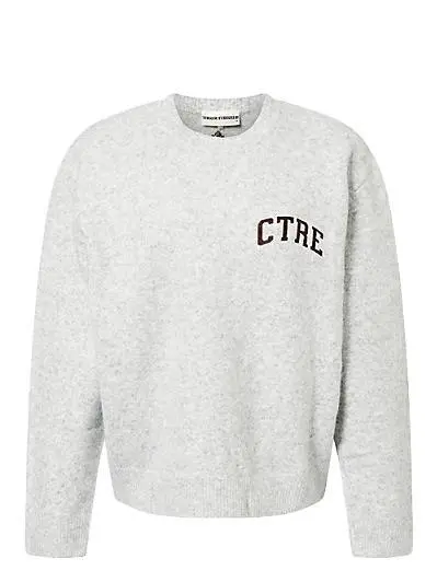 THE COUTURE CLUB Logo-embroidered Knitted Jumper - Greymarl