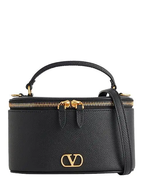 Valentino Garavani Vlogo Signature Vanity Mini Leather Cross Body Bag - Nero