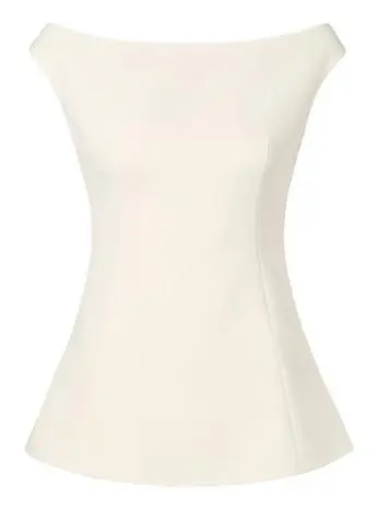 MALINA Diora Half Off-shoulder Woven Top - Vanilla