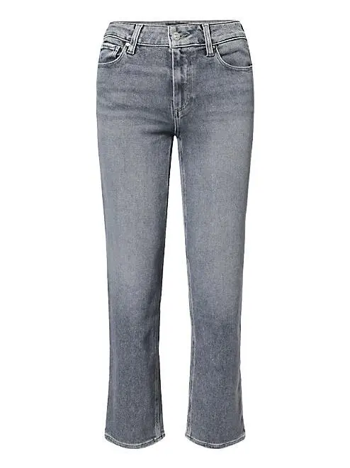 Paige Mason Ankle Straight-leg Stretch-denim Blend Jeans - Smokey Grey