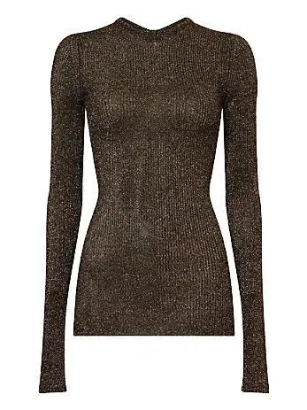 Miu Miu Slim-fit Long-sleeve Knitted Top - Tabacco