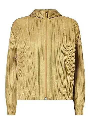 Issey Miyake Plisse Zip-through Knitted Jacket - Mustard
