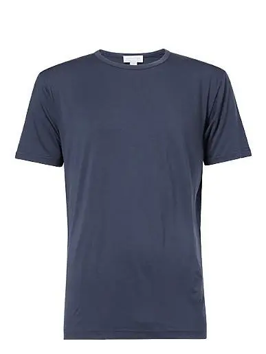 Sunspel Regular-fit Crewneck Stretch-jersey T-shirt Xxl - Navy