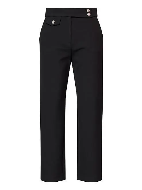 Veronica Beard Renzo Tapered Woven Trousers - Black