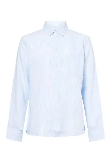 Derek Rose Malibu Pinstripe Linen Shirt - Blue