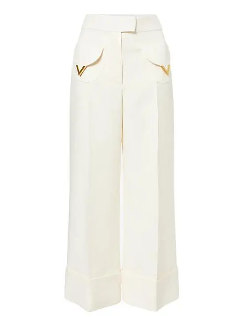 Valentino Garavani Pressed-pleat Cropped Trousers - Avorio