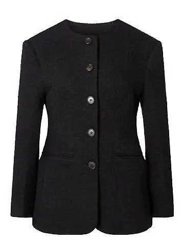 MALINA Carol Fitted Round-neck Wool-blend Blazer - Black