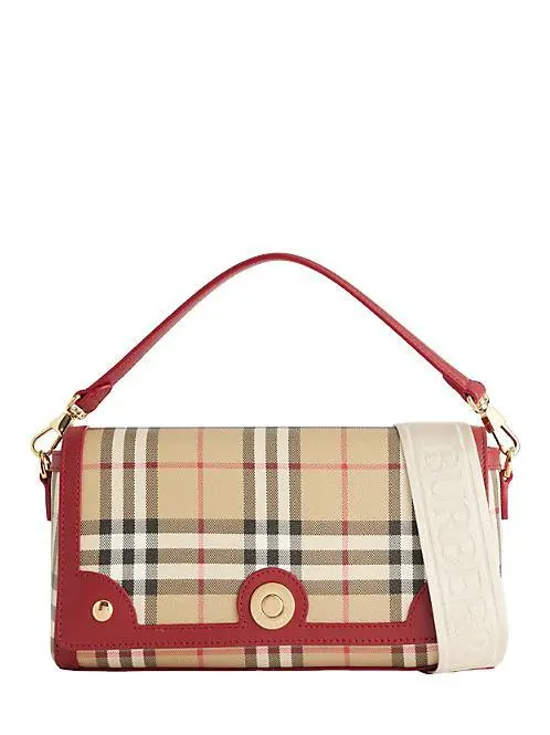 Burberry Woven Top Handle Bag - Vntg Chk/ruby