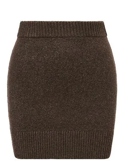 THE COUTURE CLUB Embroidered Knitted Mini Skirt - Brown