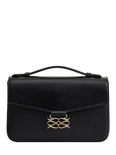 MALINA Monogram Leather Shoulder Bag - Black