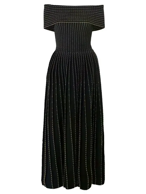 Carolina Herrera Bead-embroidered Off-shoulder Dress - Black