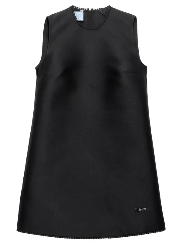 Prada Scuba Mini-dress With Lace Collar - Black