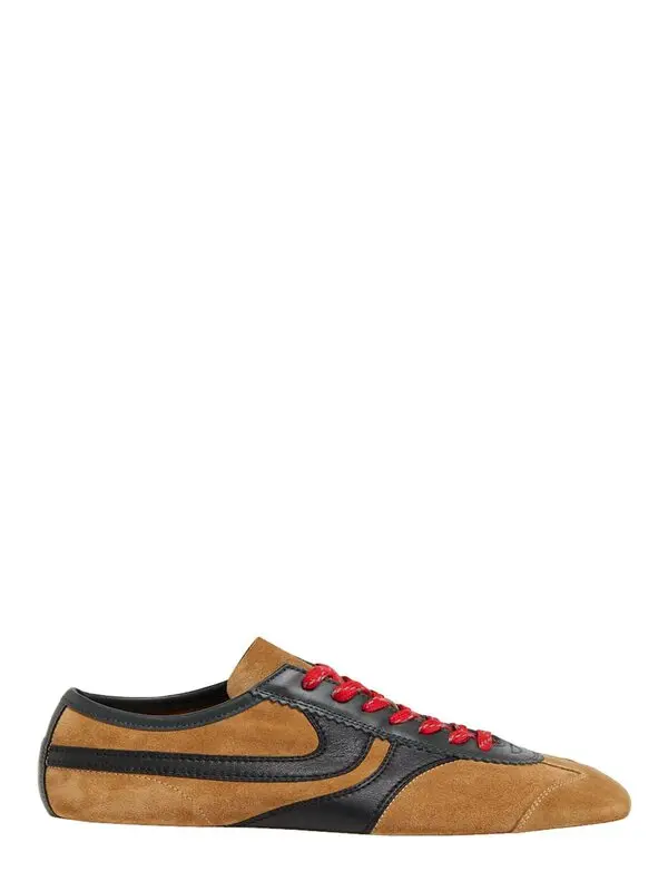 Dries Van Noten Suede And Leather Low-top Sneakers - Tan/black