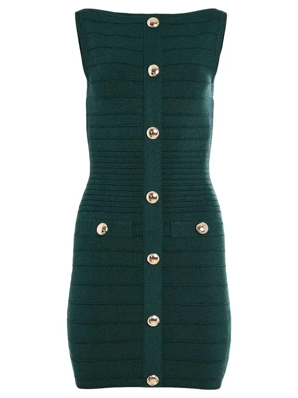 Retrofete Erin Sparkly Knit Mini Dress - Green