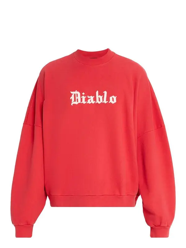 WILLY CHAVARRIA Diablo Hooligan Cotton Crewneck Sweater - Red