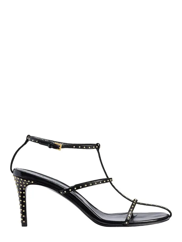 Khaite 75mm Studded Caged Leather Sandals - Black