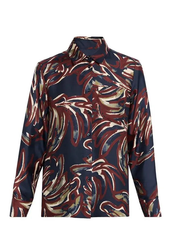Max Mara Rive Printed Silk Button-front Shirt - Brown