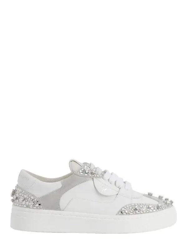 GIUSEPPE ZANOTTI Low-top Sneakers With Bead And Rhinestone Embroidery - White