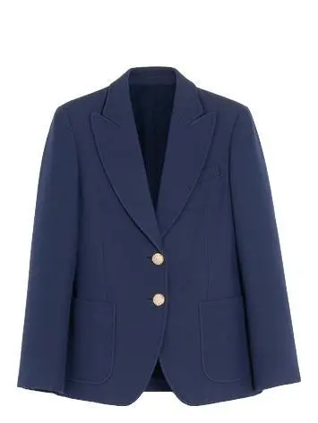 Valentino Garavani Crepe Couture Single-breasted Jacket - Blue