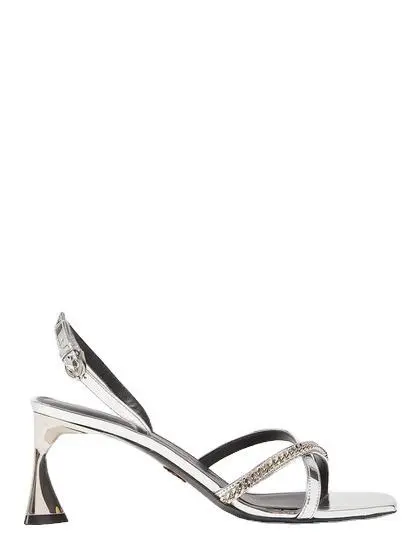 Stella McCartney Elsa Metallic Heeled Sandals - Silver