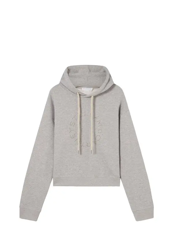 Stella McCartney Logo-embroidered Cropped Hoodie - Light Gray Melange