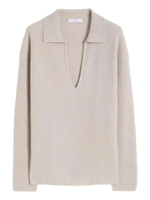 Max Mara Ribbed Cashmere Polo Jumper - Beige