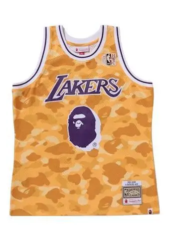 A BATHING APE X Mitchell & Ness Lakers Swingman Jersey - Yellow