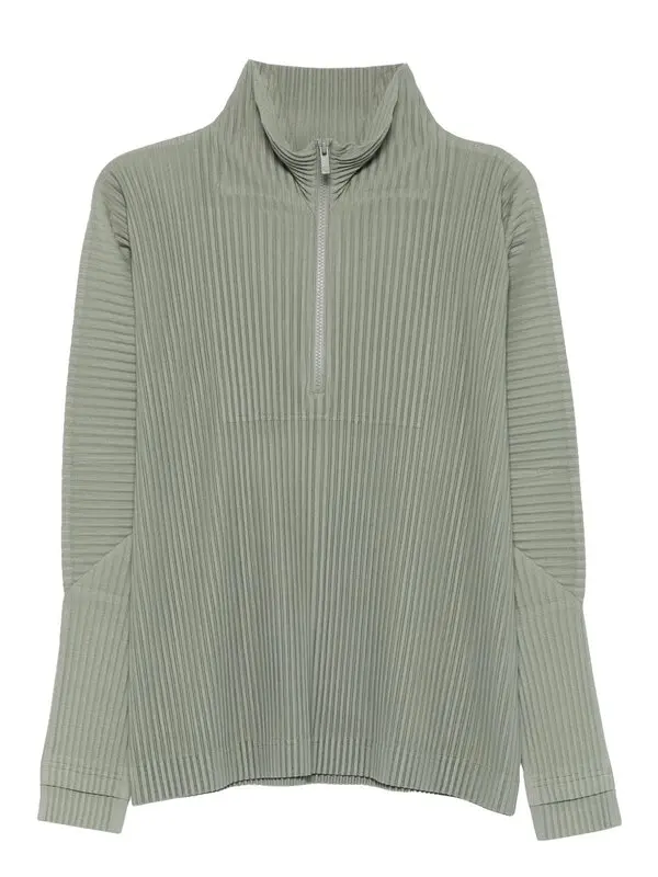 Issey Miyake Pleated Half-zip Sweater - Green