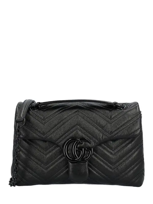 Gucci Gg Marmont Leather Shoulder Bag - Black