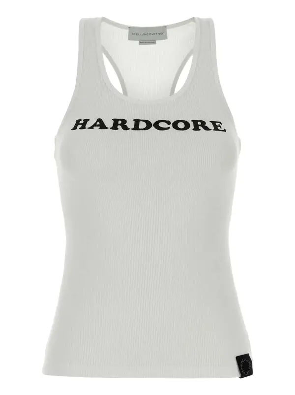 Stella McCartney Hardcore Slogan Cotton Tank Top - White