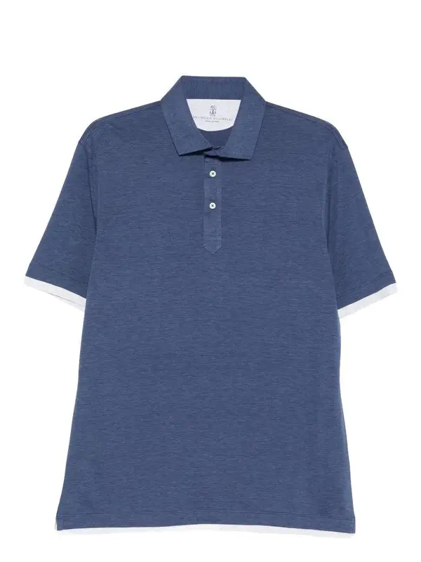 Brunello Cucinelli Silk And Cotton Polo Shirt - Blue