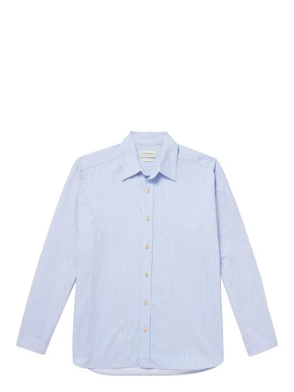 Oliver Spencer Garrison Striped Organic Cotton Shirt - Blue
