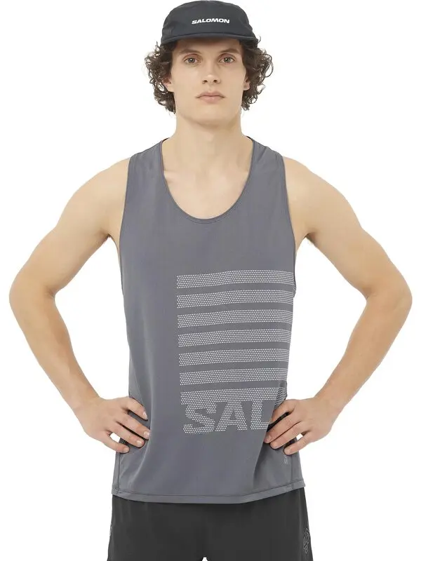 SALOMON Sense Aero Singlet Gfx - Castelrock/white