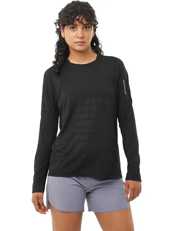 SALOMON Sense Aero Graphic Long-sleeve Tee - Deep Black/black Beauty