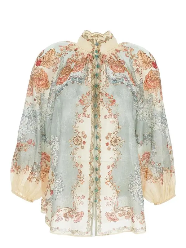 Zimmermann Long-sleeve Ramie Blouse - Multicolor