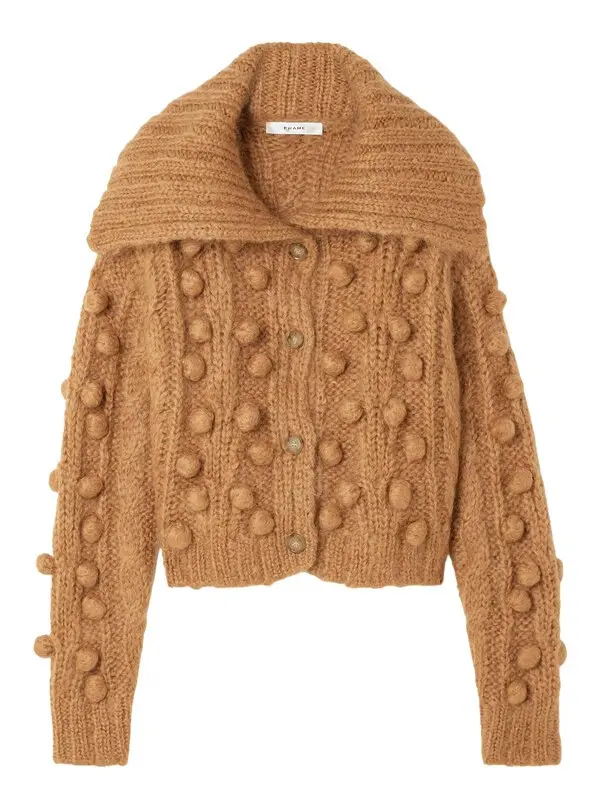 FRAME Bauble Pompom-embellished Mohair-blend Cardigan - Brown