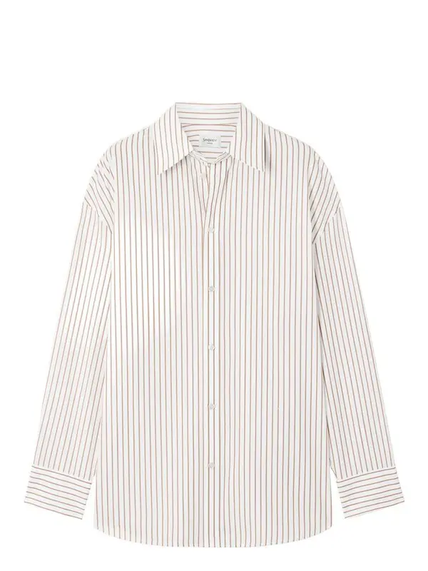 Saint Laurent Oversized Striped Cotton-poplin Shirt - Brown