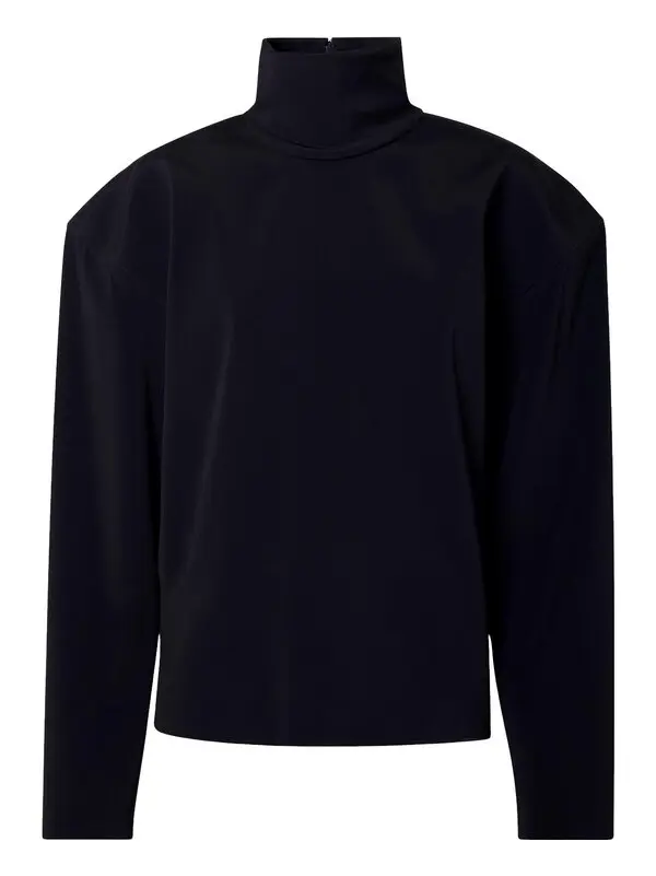 Saint Laurent Turtleneck Stretch-satin Blouse - Blue