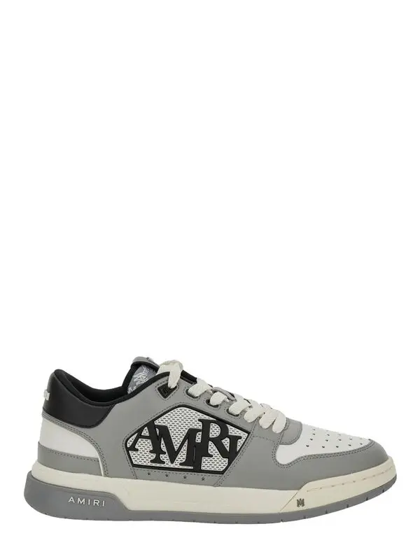 Amiri Classic Low Leather Sneakers With Maxi Logo - Grey