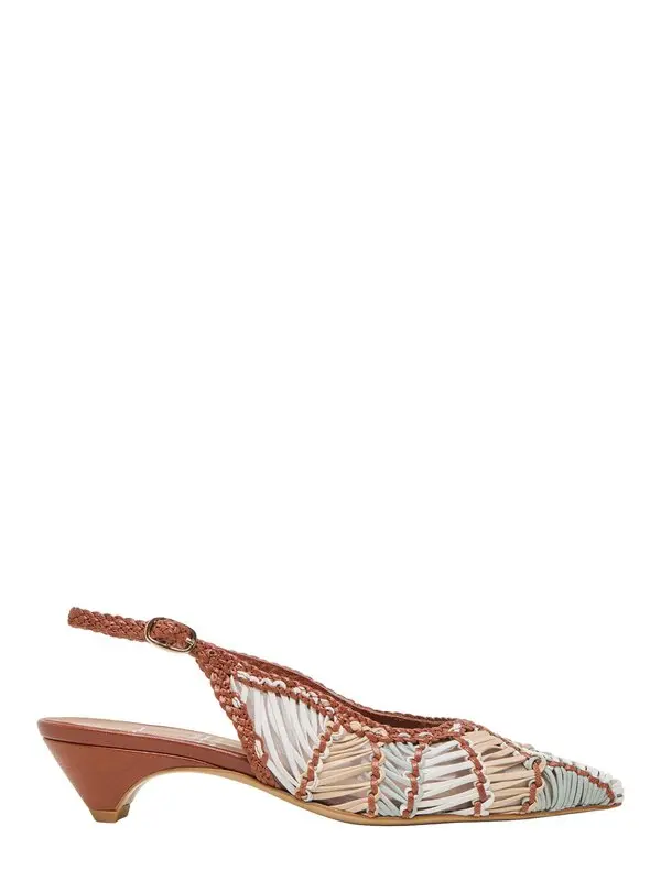 DOLCEVITA Dafney Slingback Heels - Tan Multi Woven Leather