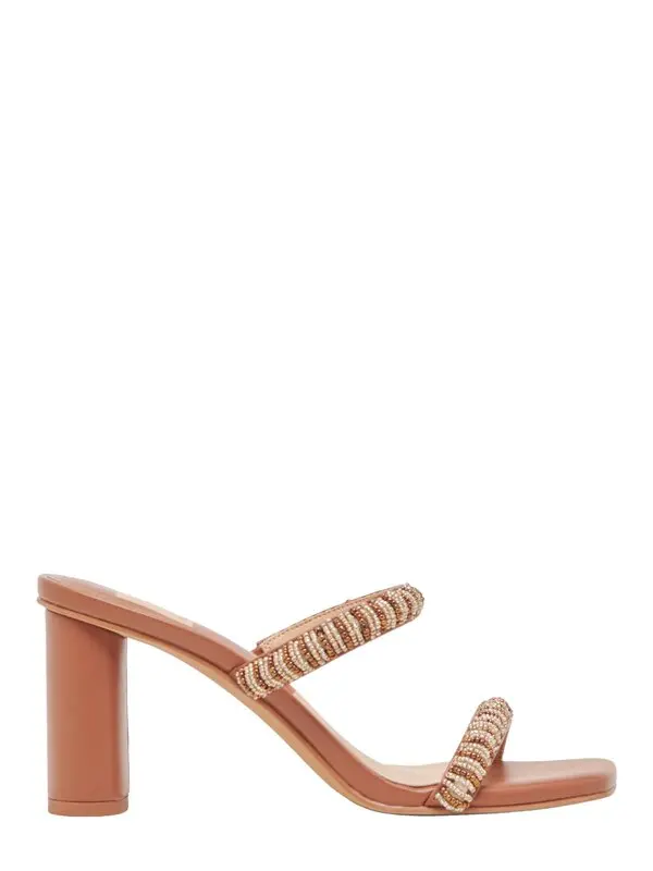 DOLCEVITA Nolah Beaded Block Heels - Tan Multi Beads