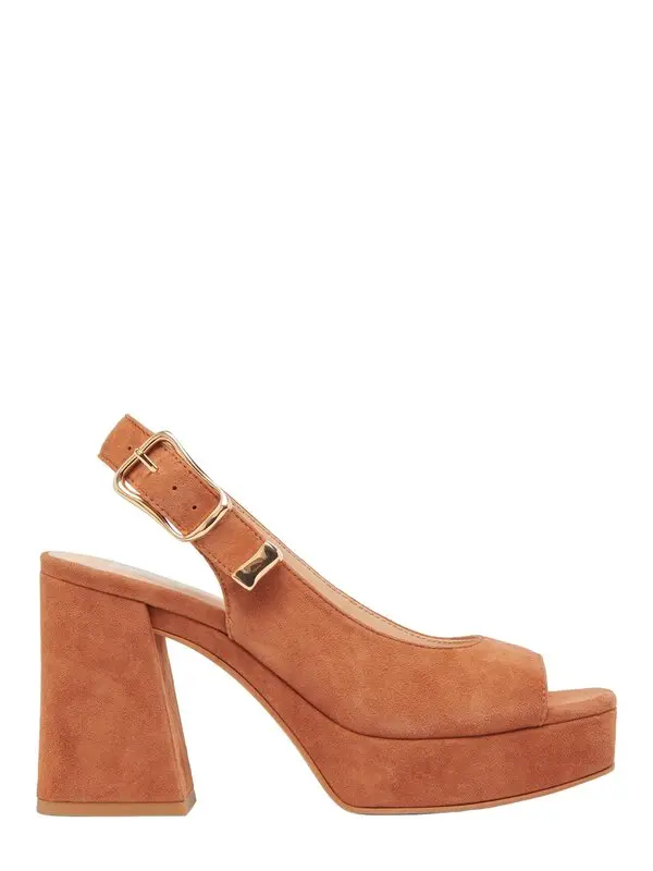DOLCEVITA Flores Platform Peep-toe Heels - Caramel Suede
