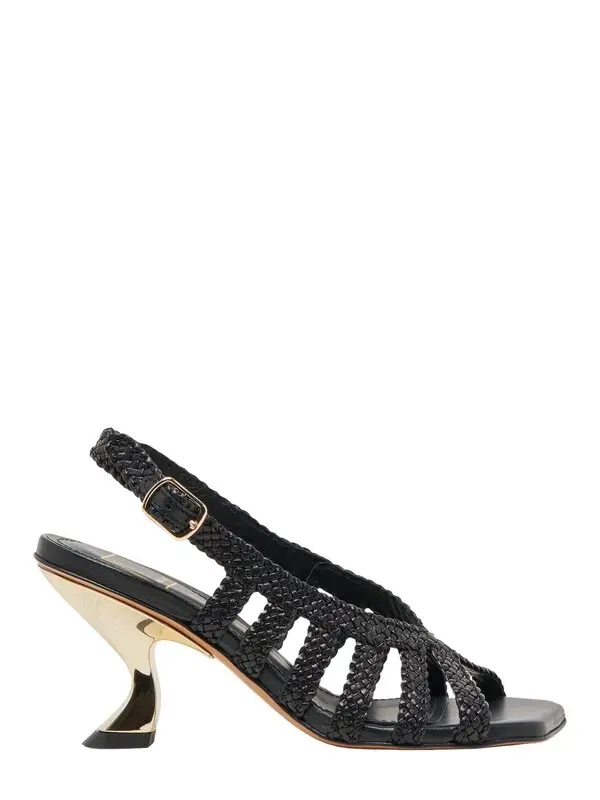 DOLCEVITA Sicily Slingback Heels - Black Woven Leather