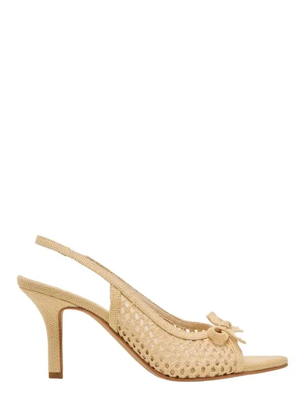 DOLCEVITA Morela Raffia Peep Toe Stiletto Heels With Bow Detailing - Natural Raffia
