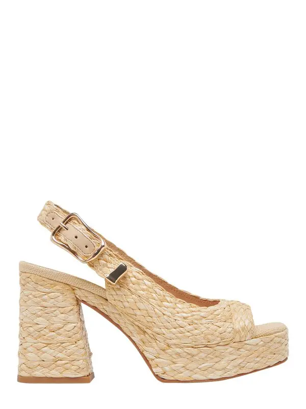 DOLCEVITA Flores Platform Peep-toe Heels - Natural Raffia