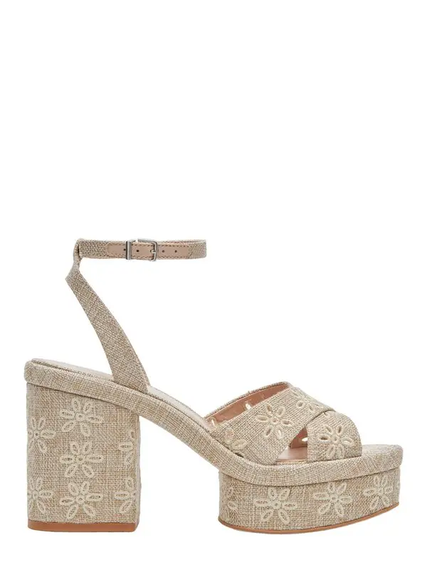 DOLCEVITA Laisha Platform Heels - Almond Floral Eyelet